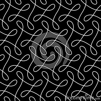 Seamless Texture With Thin Curve Lines, Knots And Loops On Dark ...