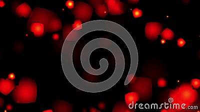 Abstract Glowing Red Hearts Particle Fade in and Out Bokeh Floating on ...