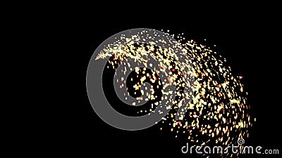 Abstract Golden Glitter Particles Spreading Fast on Black Background ...