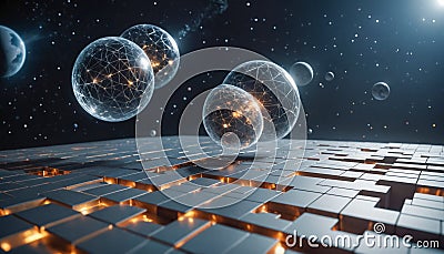 Abstract Gravitation Blocks, Surreal Structures Levitating In Open ...