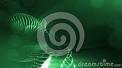 Abstract Green Background As a Loopable Sequence with Glow Particles and Depth of Field. 3d ...