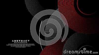 Abstract Grey And Red Circle Line Vector On Dark Background. Modern ...