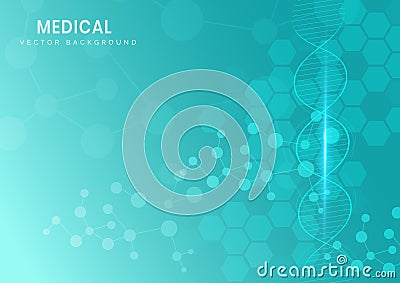 Abstract Molecular Structure And Dna On Light Blue Background Cartoon ...