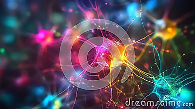 Abstract Neuron Network Colorful Synapses Brain Cell Neurological ...