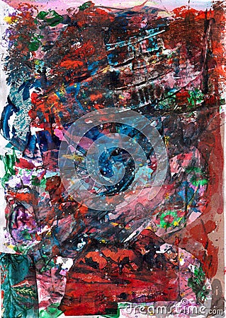 Abstract Paper Collage With Colorful Paint Ant Cutout. Abstract ...