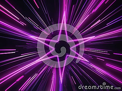 Abstract A Pink Purple Star Neon Splines, Computer Generated. 3d ...