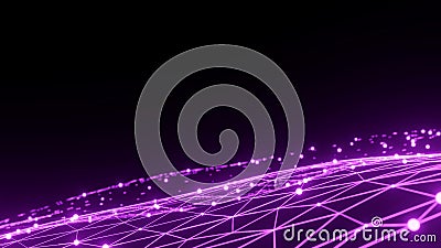 Abstract Purple Digital Connection Moving Dots and Lines. Connection ...