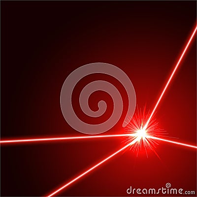 Abstract Red Laser Beam Background With Light Flares. Cartoon Vector ...