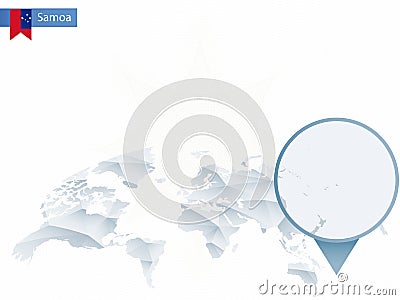 Abstract Rounded World Map With Pinned Detailed Samoa Map Cartoon ...