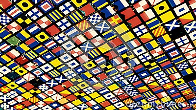 Abstract Rows of Flags of Different Countries Flowing on Black ...