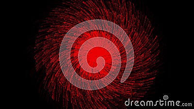 Abstract Spiral Rotating Glowing Red Lines Over Black Background ...