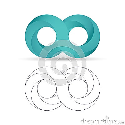 Abstract Symbol Infinity Logo. Infinite Sign Icons In 3d And Outline ...