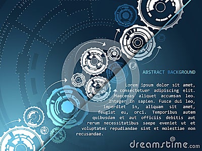 Abstract Technology Background With Gear Wheels And Arrows Vector ...
