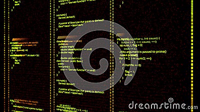 Abstract Three Columns with Coding Programs on Black Background, Seamless Loop. Animation Stock ...