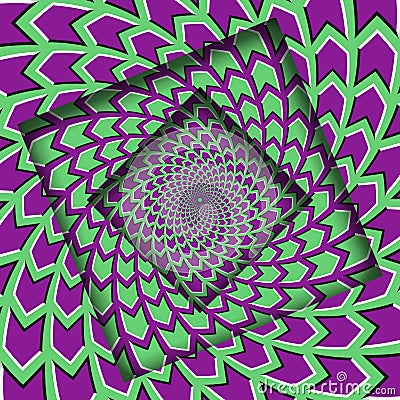 Abstract Turned Frames With A Rotating Green Purple Arrows Pattern ...