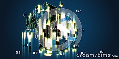 Abstract Visualization Analyze Algorithm Big Group Cubes Data. Big Data. Quantum Virtual ...