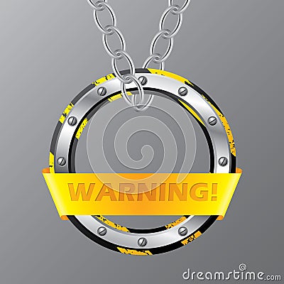 Abstract Warning Sign Hanging On Chains Vector Illustration ...