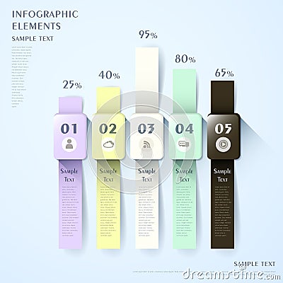 Abstract Watch Shape Bar Chart Infographics Cartoon Vector ...