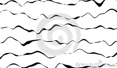 Abstract Wavy Wiggle Lines Pattern, Black Isolated On White Background ...