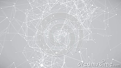 Abstract White Plexus Structure Evolving in Motion Background with Technology, Science and ...