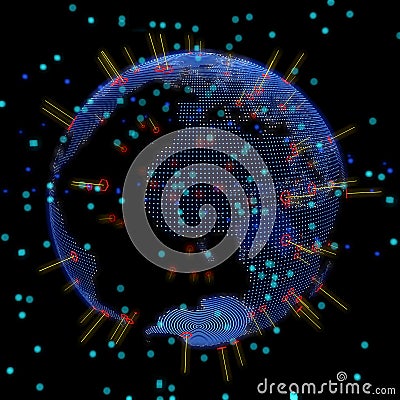 Abstract World Globe, Hologram, World Map, Particle Stock Illustration ...