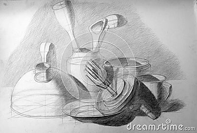 Academic Still Life Drawing With A Pencil Royalty-Free Stock Image ...