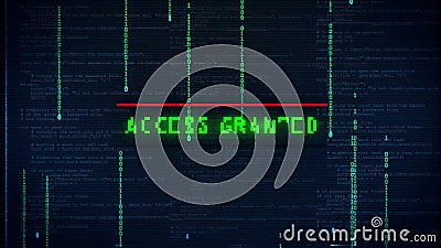 Access Granted Computer Hacking Message with Glitch and Noise Effects ...