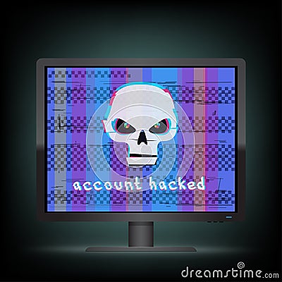 Account Hacked Message On Monitor Vector Illustration | CartoonDealer ...