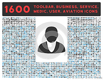 Account Icon With Large Pictogram Collection Vector Illustration ...