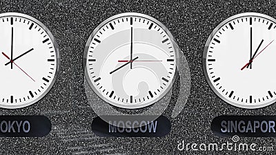 Accurate Clocks with a Different Time Zones for Each City Stock Video ...