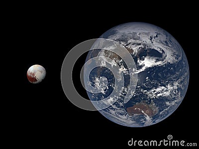Accurate Size Comparison Of Earth And Pluto. Planets Of Solar System ...