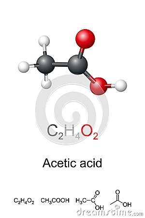 Acetic Acid, Ethanoic Acid, Molecule Model And Chemical Structure ...