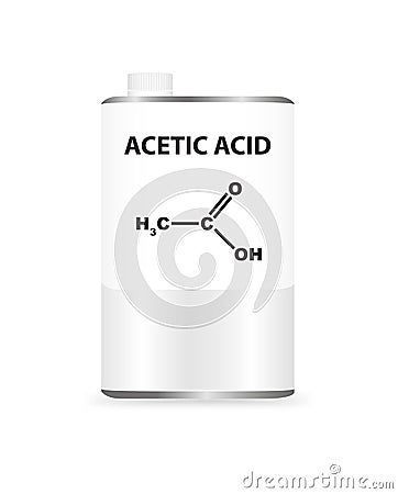 Vector Metal Liquid Container Can With Acetic Acid. Illustration Of A ...