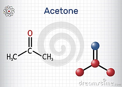 Acetone Ketone Molecule. It Is Organic Solvent. Structural Chemical ...