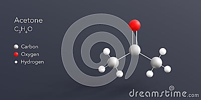 Acetone Molecule 3d Rendering, Flat Molecular Structure With Chemical ...