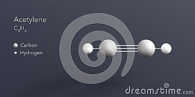 Acetylene Molecule 3d Rendering, Flat Molecular Structure With Chemical ...