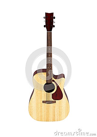 Acoustic Guitar Front View Without Shadow On White Background 3d Stock ...