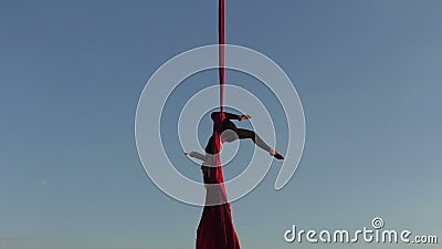 Acrobat hangs on the rope. stock footage. Video of actress - 106361186
