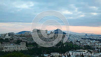 Acropolis in Athens in the Morning before Sunrise Stock Video - Video ...