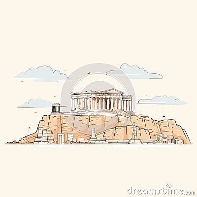 Acropolis Hand-drawn Comic Illustration. Acropolis. Vector Doodle Style ...