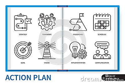 Action Plan Infographics Linear Elements Set Royalty-Free Stock Photo | CartoonDealer.com #270740913