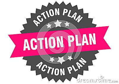 Action Plan. Action Plan Round Pink Label Isolated On Transparent ...