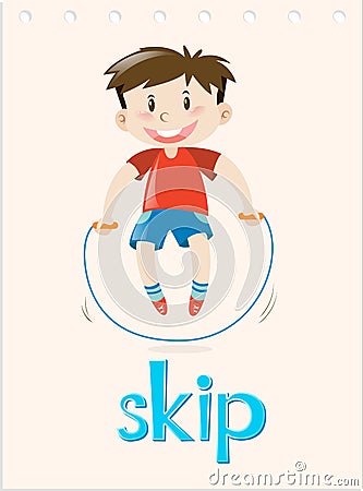 Action Verb Flashcard With Word Skip Stock Vector - Image: 79891621