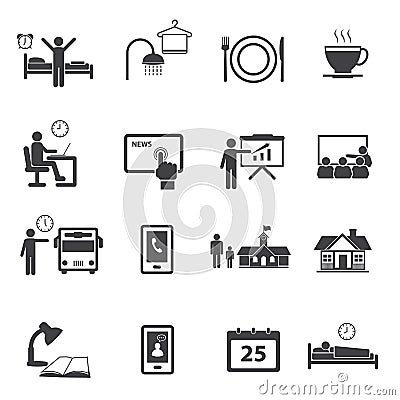 Activity Daily Routine Icons Set Stock Photo - Image: 61950230