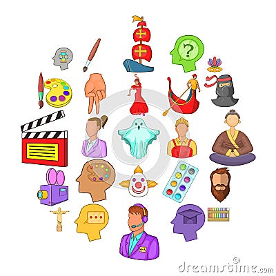 Actors Icons Set, Cartoon Style Vector Illustration | CartoonDealer.com ...