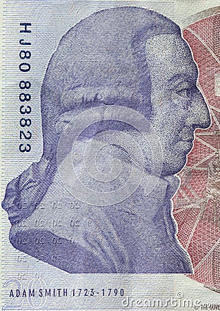 Adam Smith Portrait On Reverse Of 20 Pound Sterling Banknote Stock ...