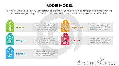 ADDIE Model Framework Infographic Template Banner With Long Rectangle ...