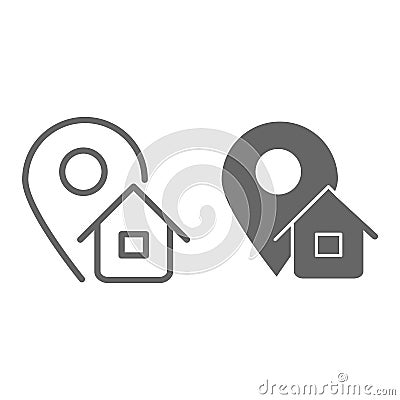 Address Line And Solid Icon, Logistics Symbol, Map Pointer With House ...