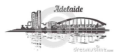 Adelaide Skyline Sketch. Adelaide Hand Drawn Illustration Royalty-Free ...