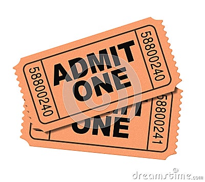 Admit One Movie Tickets Stock Image - Image: 14070721
